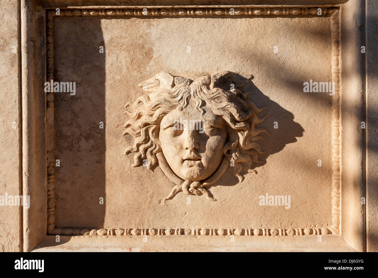 Burial Portrait carving relief. Carving of the end of a burial box from ...