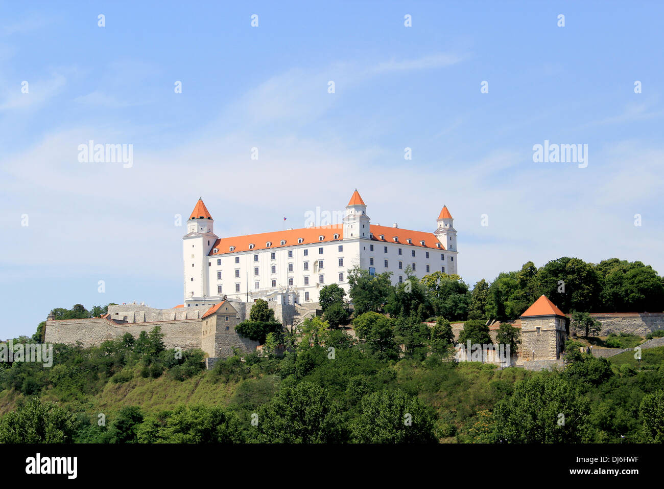 Bratislava castle. Situated on plateau 85 meters (279 ft) above Danube ...