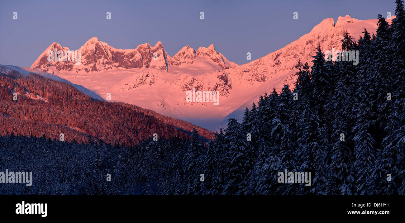 Alpenglow On The Mendenhall Towers And Glacier As The Sun Sets, Juneau ...