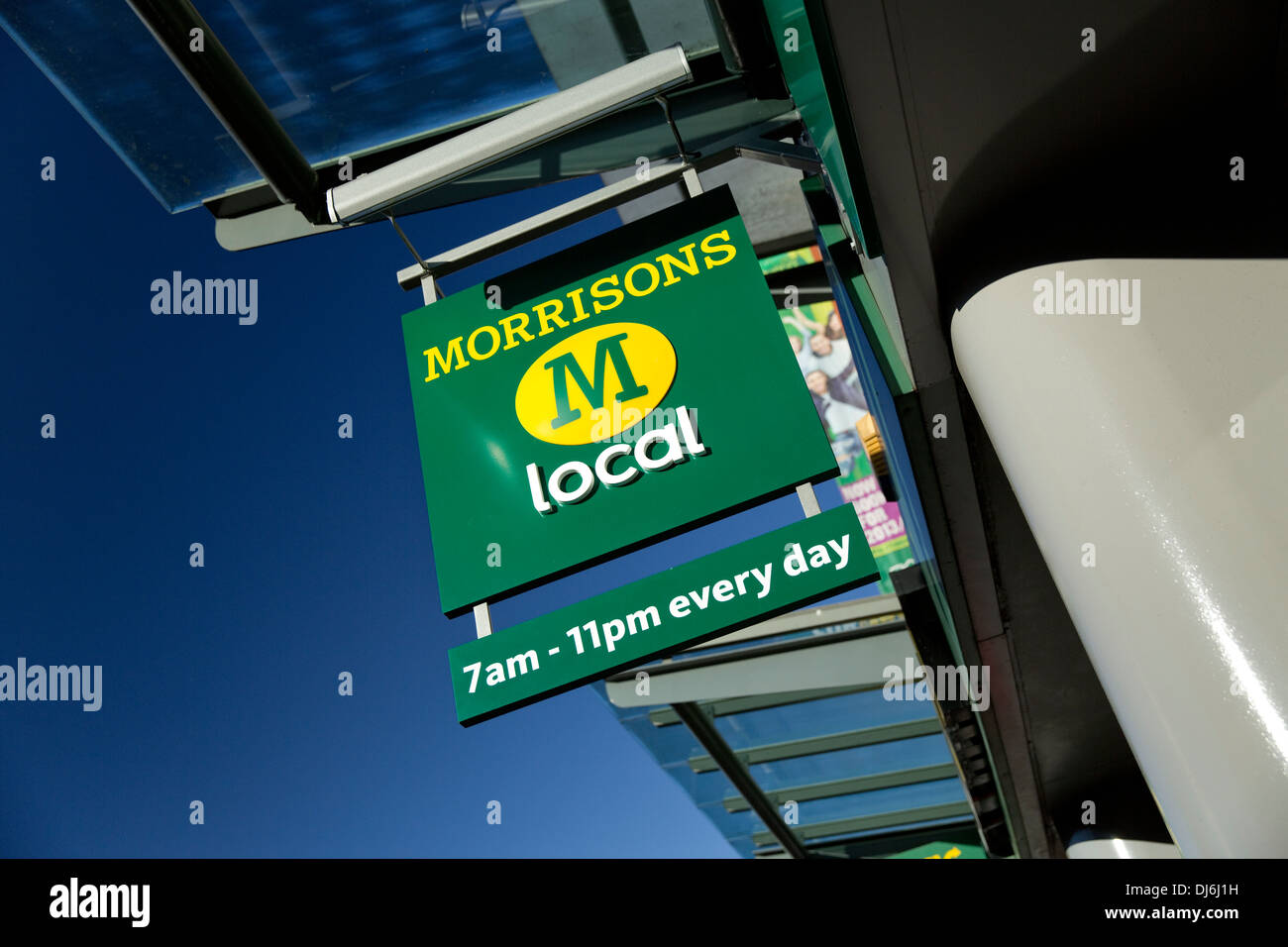 Morrisons Local Supermarket sign Stock Photo - Alamy