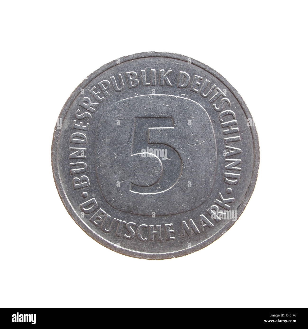 Five Deutsche Mark coin isolated over a white background Stock Photo ...