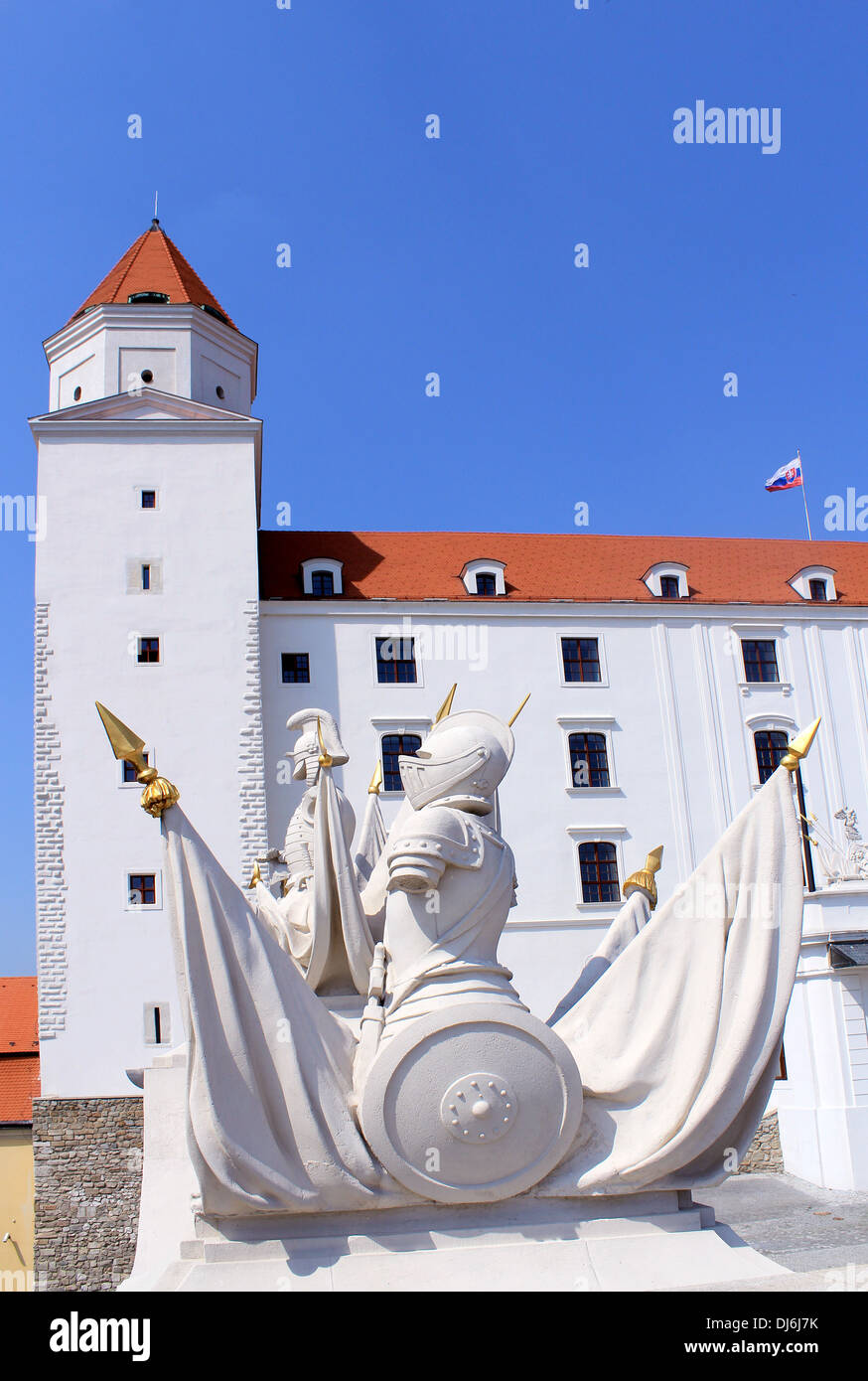 Bratislava castle. Situated on plateau 85 meters (279 ft) above Danube ...