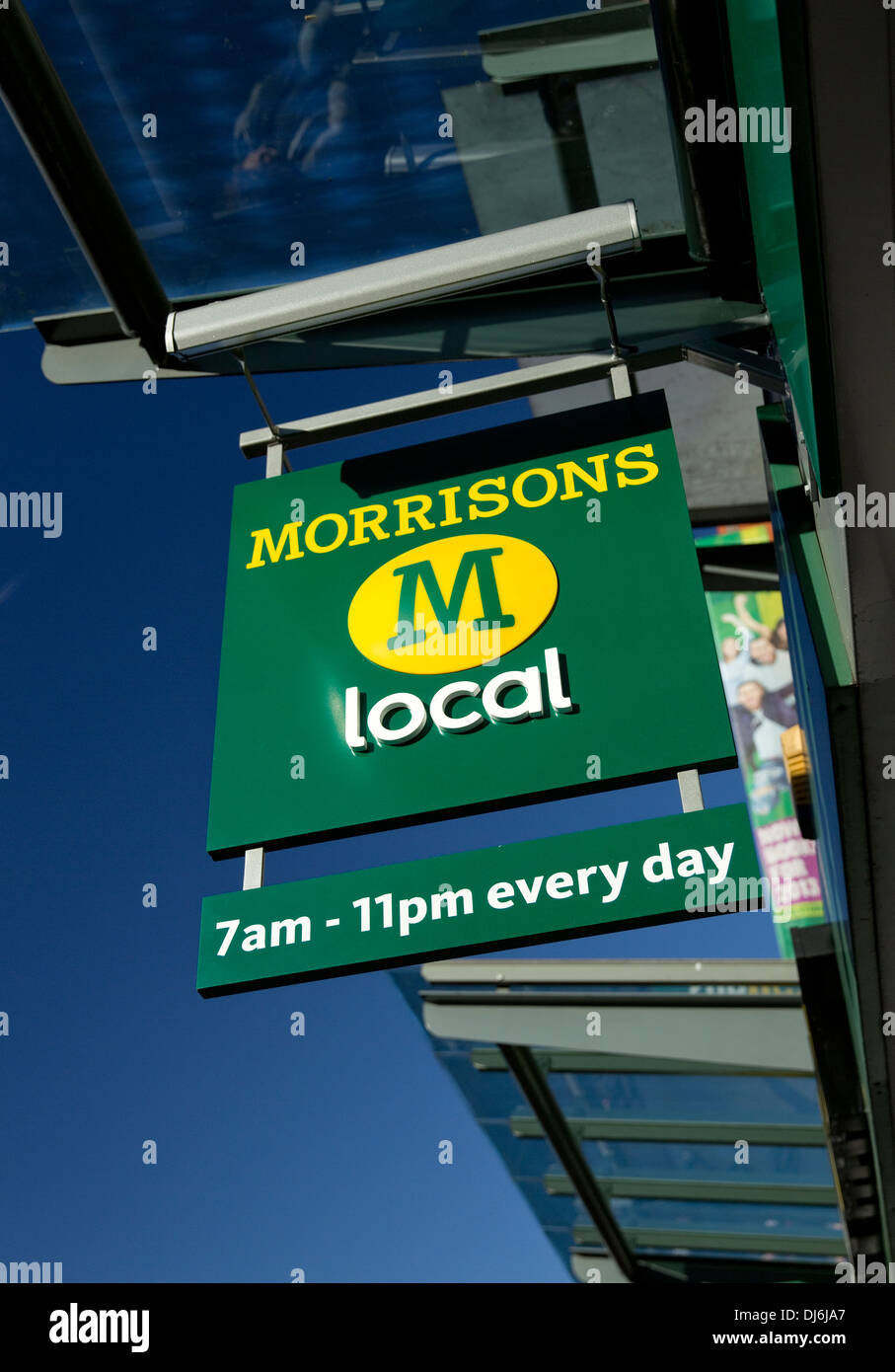 Morrisons Local Supermarket sign Stock Photo - Alamy
