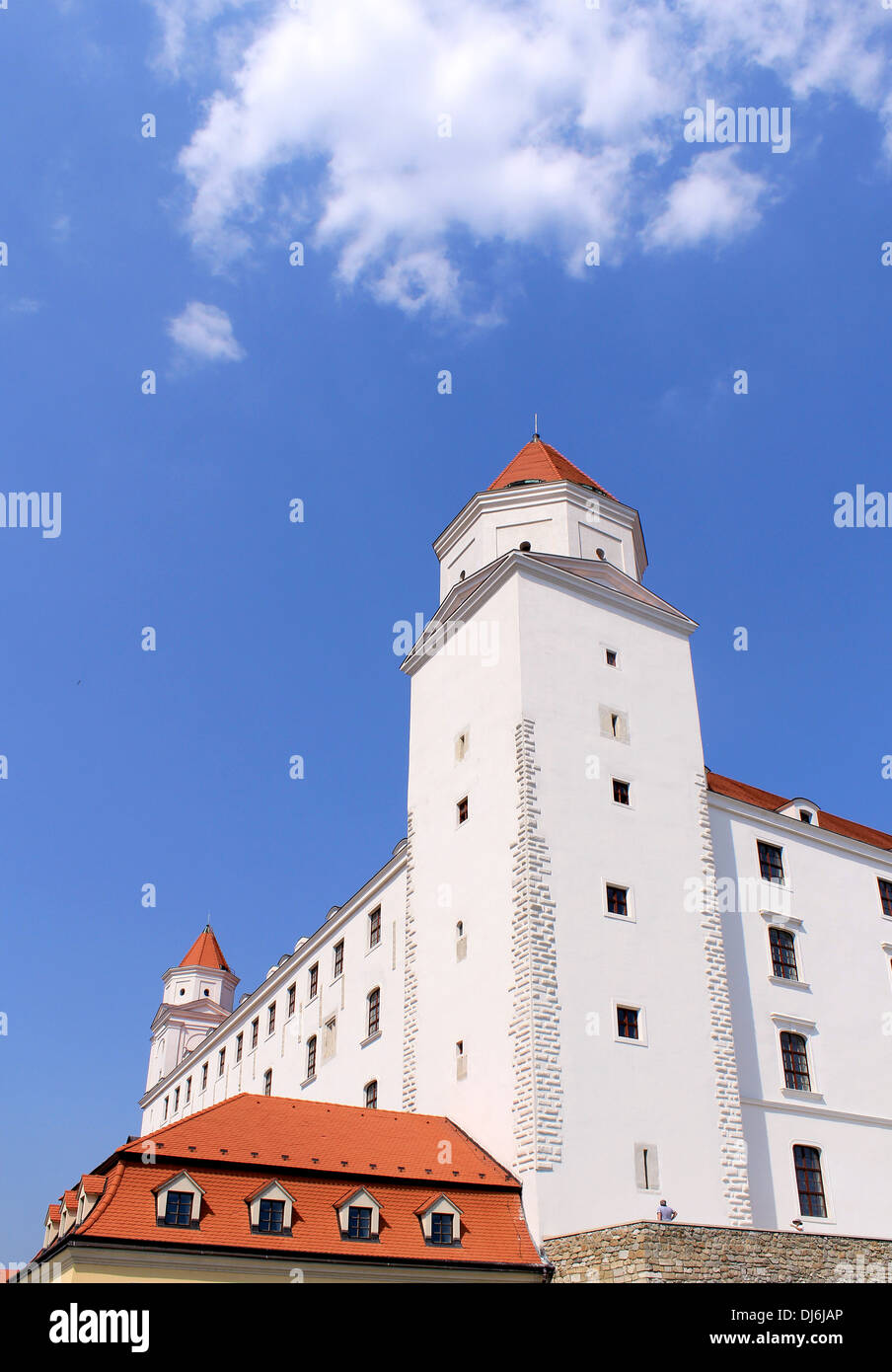 Bratislava castle. Situated on plateau 85 meters (279 ft) above Danube ...
