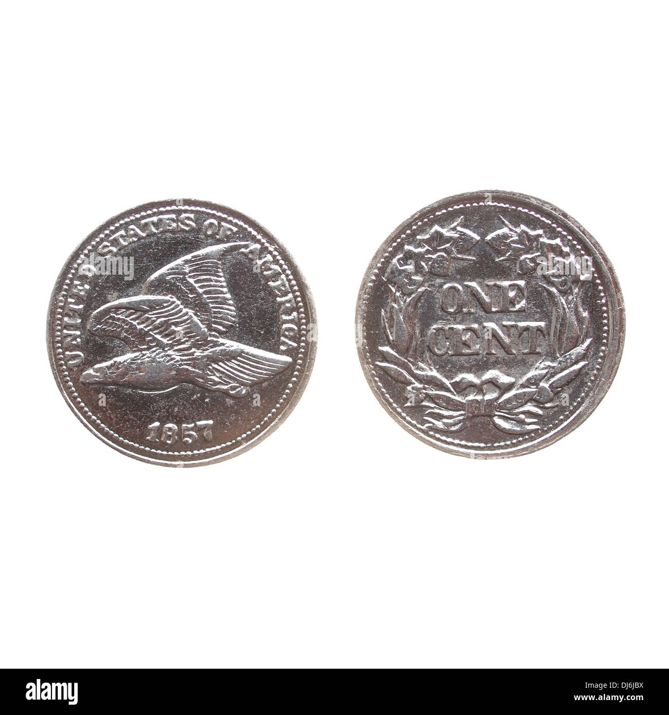 One cent coin isolated over a white background Stock Photo - Alamy