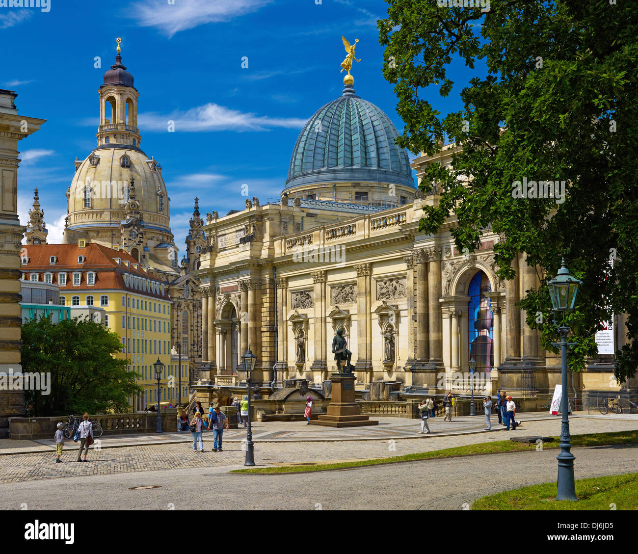 Frauenkirche church and Academy of Fine Arts with Semper monument ...
