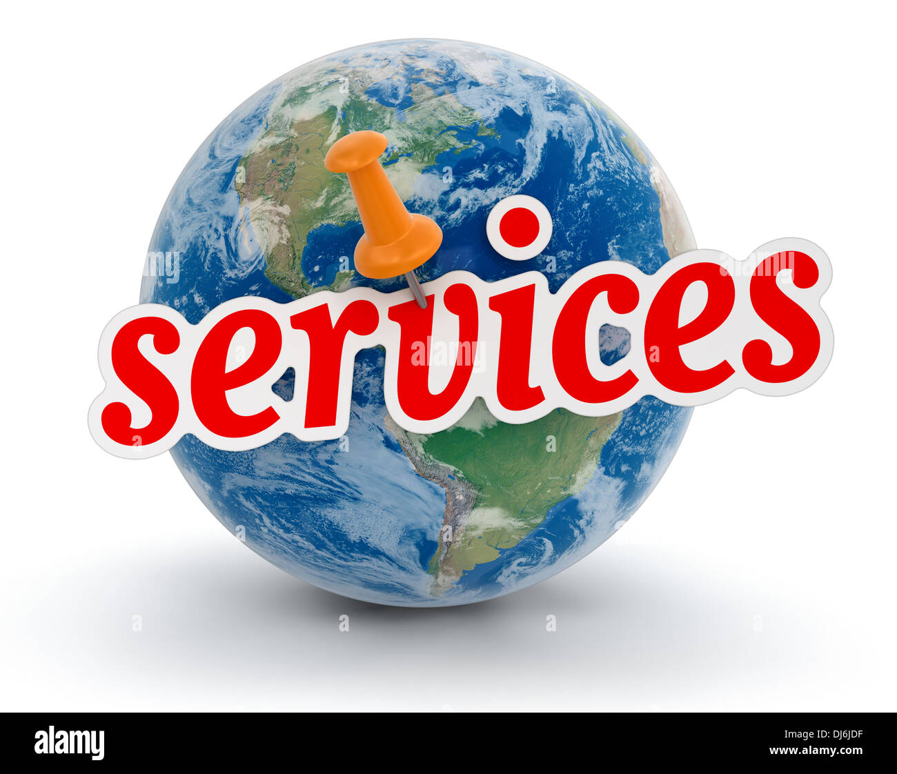 Globe and services (clipping path included Stock Photo - Alamy