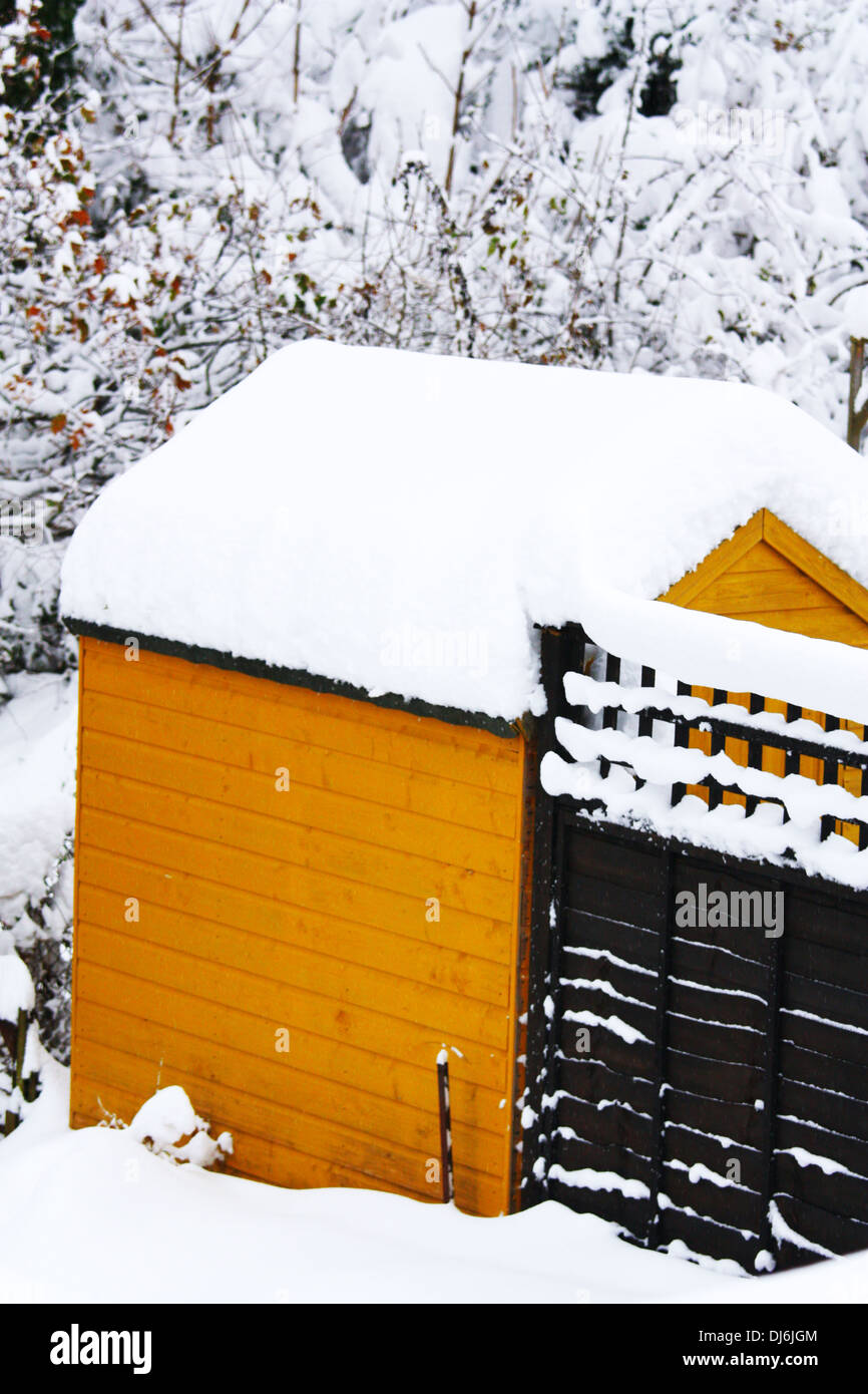 Snow covered houses in winter season Stock Photo - Alamy