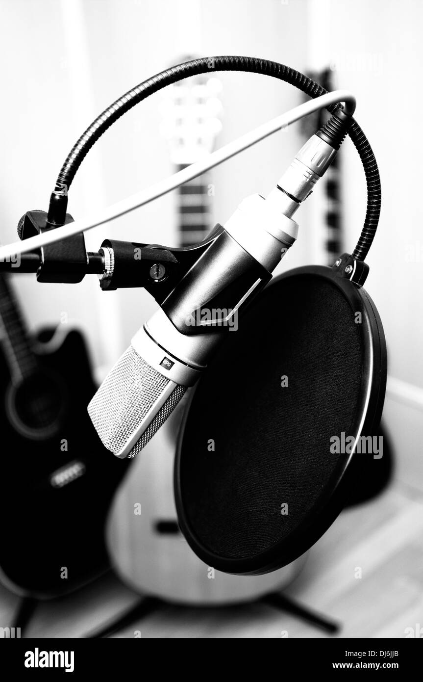 Musical equipment recording studio Black and White Stock Photos ...