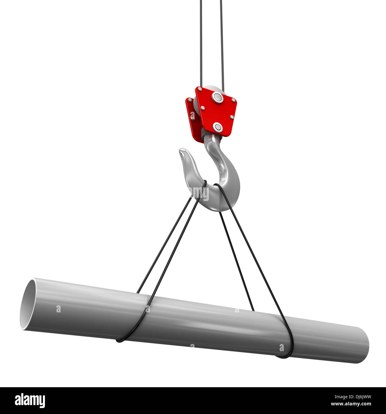 Crane raises a tube Stock Photo - Alamy