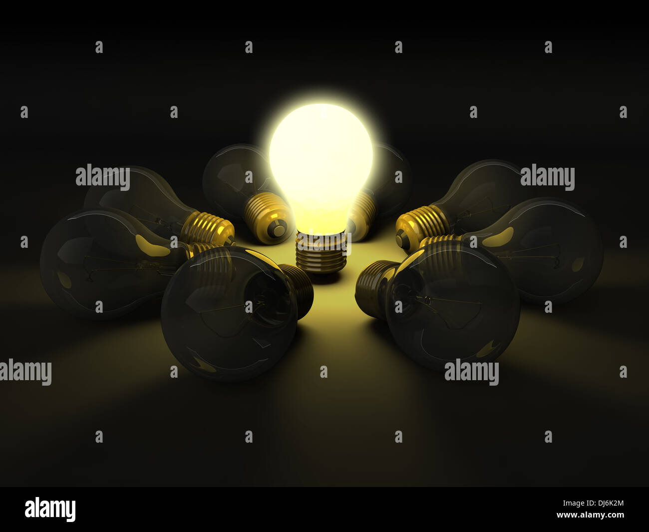 One lit bulb Stock Photo - Alamy