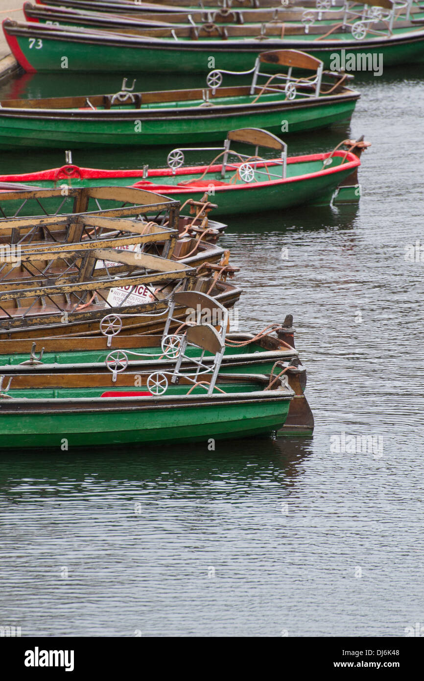 Romantic rowing boats in river Stock Photo - Alamy