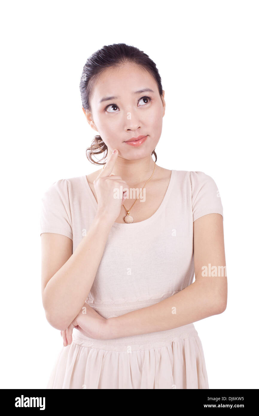 Young woman standing,smiling,portrait Stock Photo - Alamy