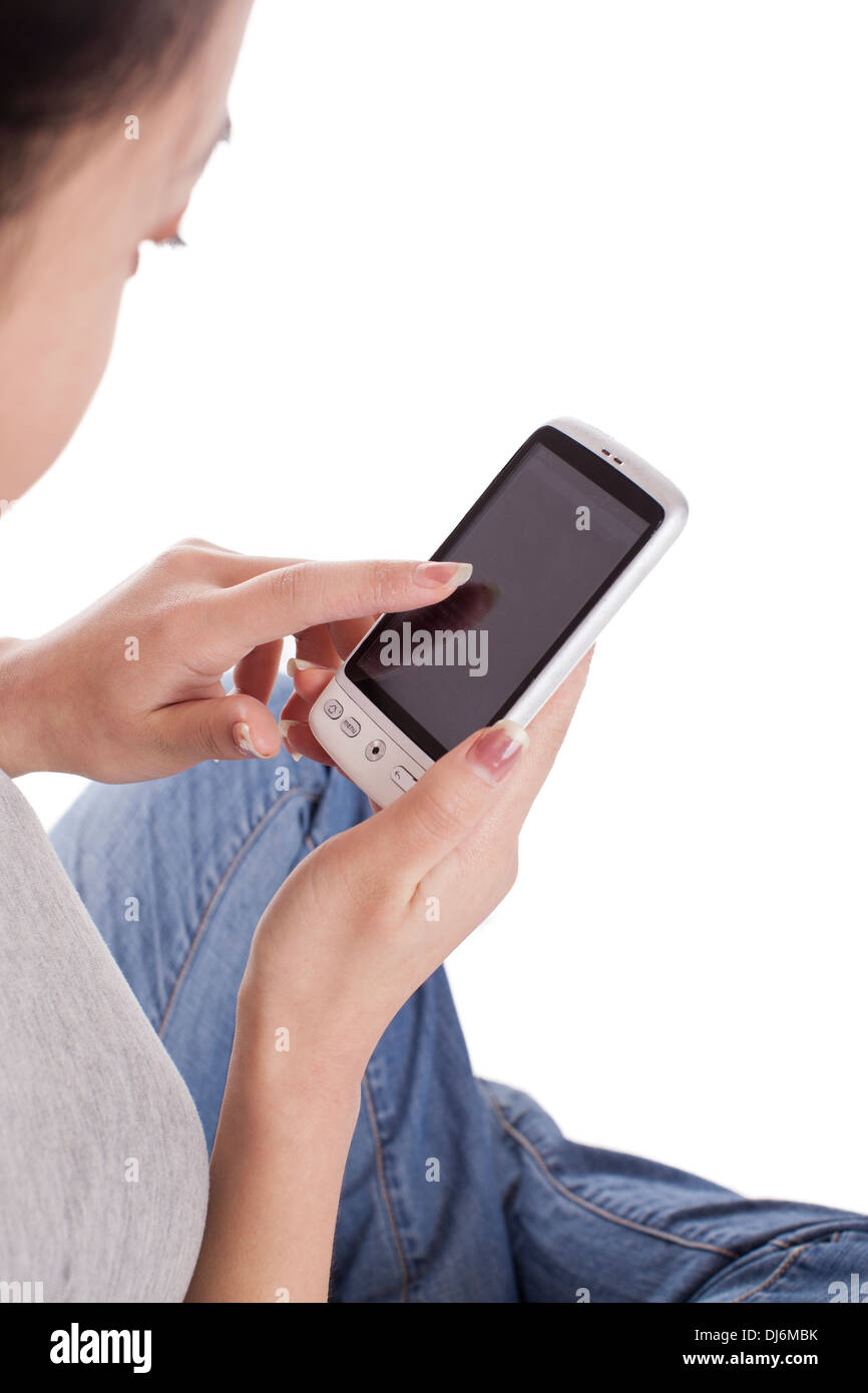 Young woman using cell phone Stock Photo - Alamy