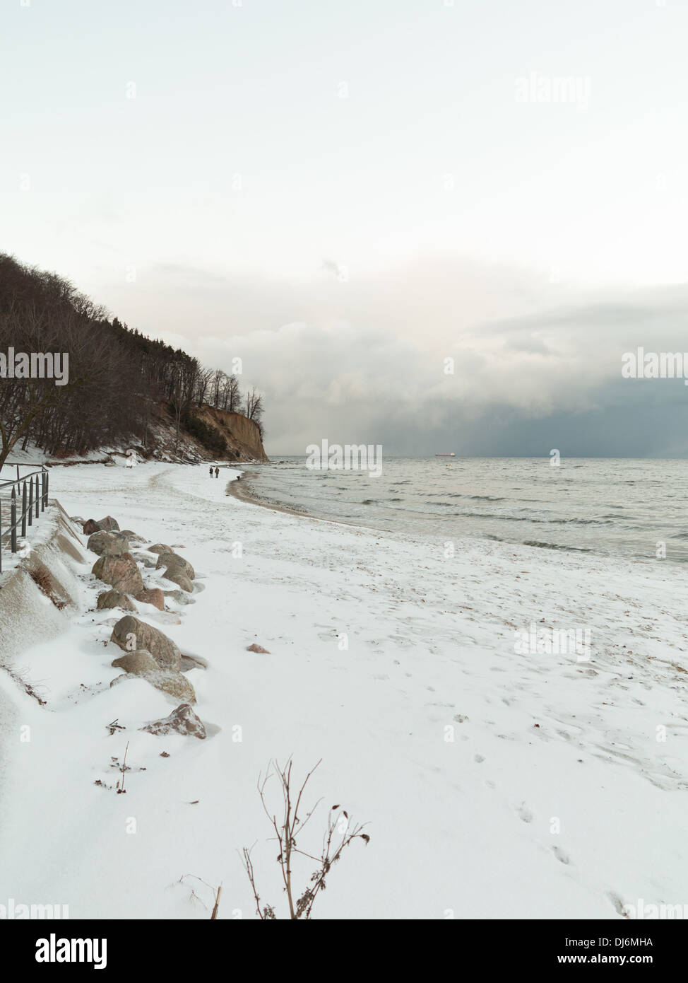 Baltic sea bay Gdynia cliff in Orlowo Poland. Beautiful winter ...
