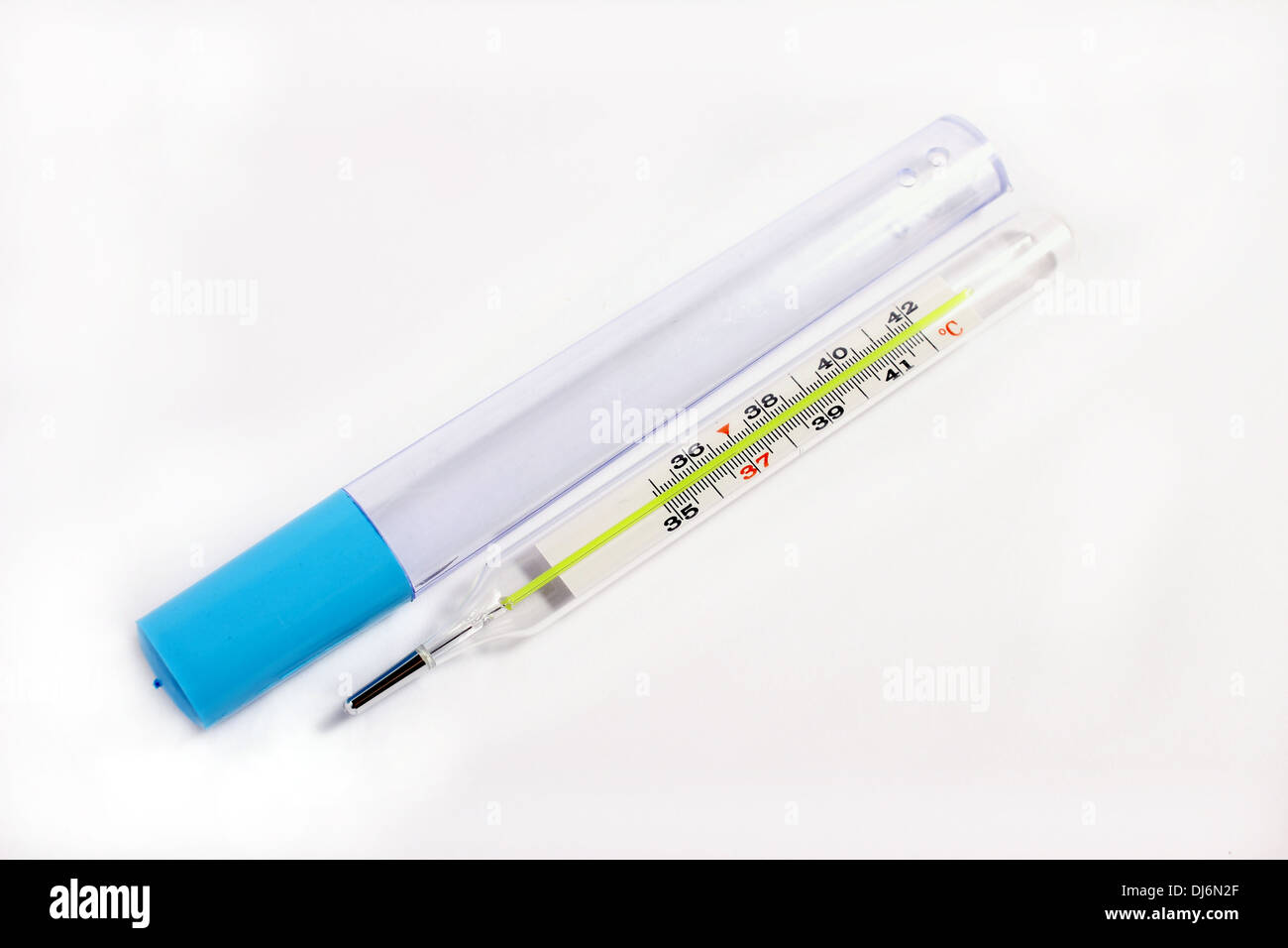 medical thermometer with box isolated on white background, медицинский ...