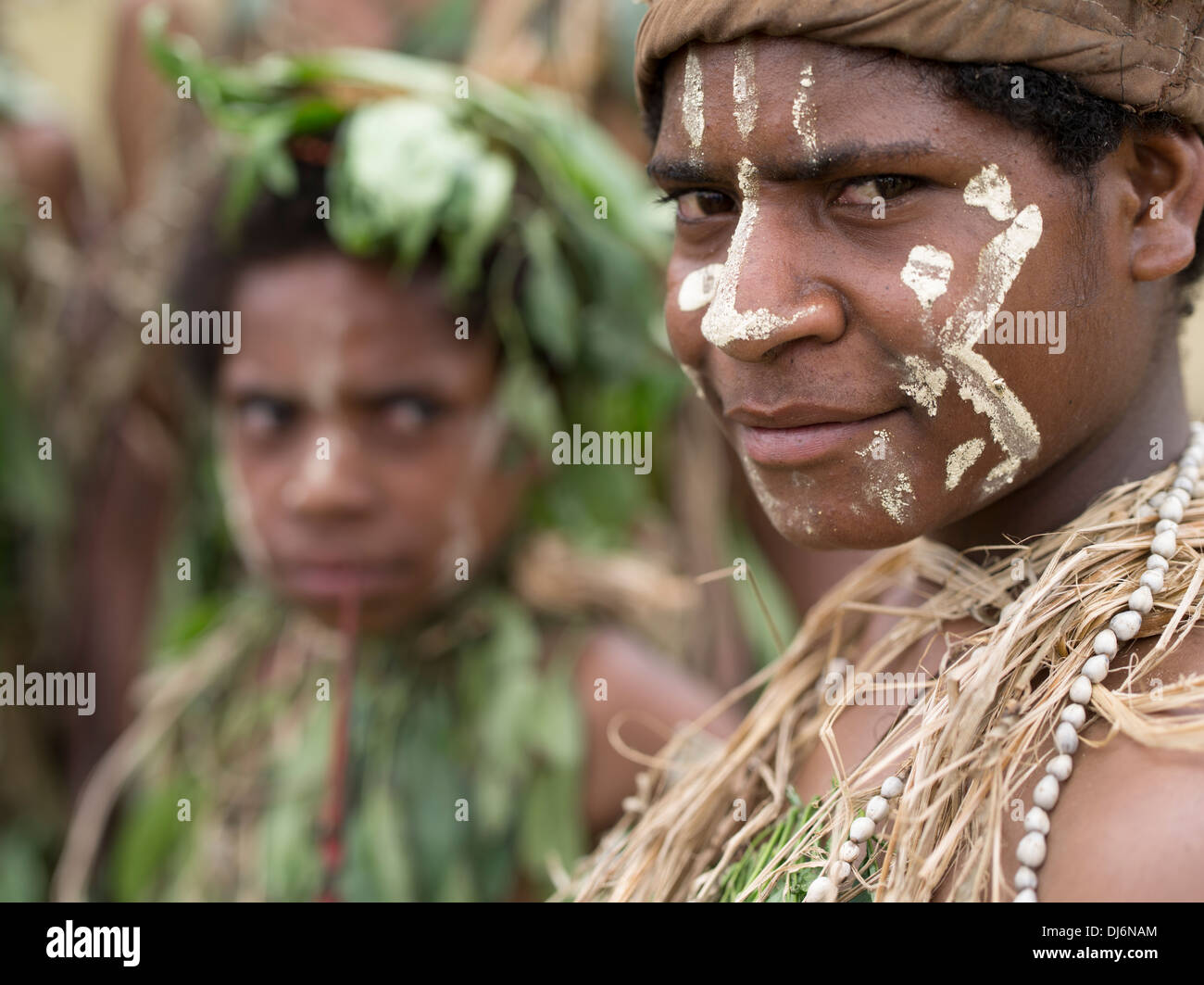 Papua new guinea young man male guy face paint painted hi-res stock ...
