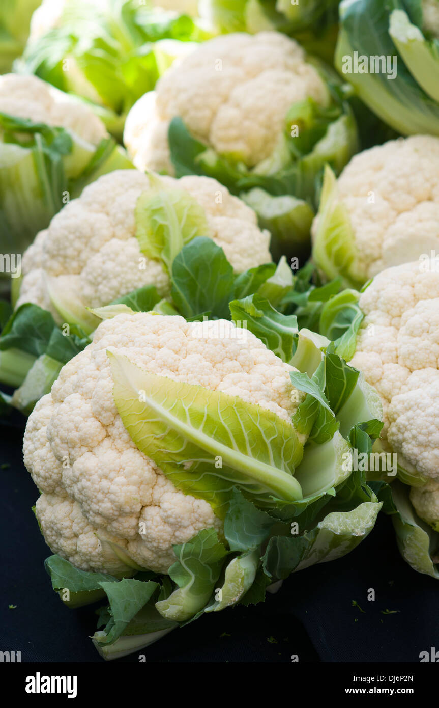 Cauliflower in a box fresh from the farmers market. Produce, orange and ...