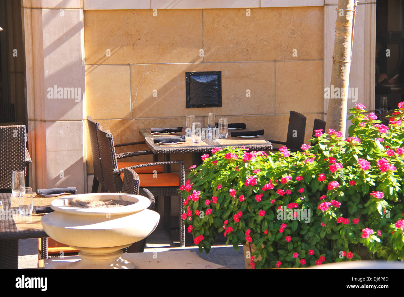 Restaurant patio in the Italian style Stock Photo - Alamy