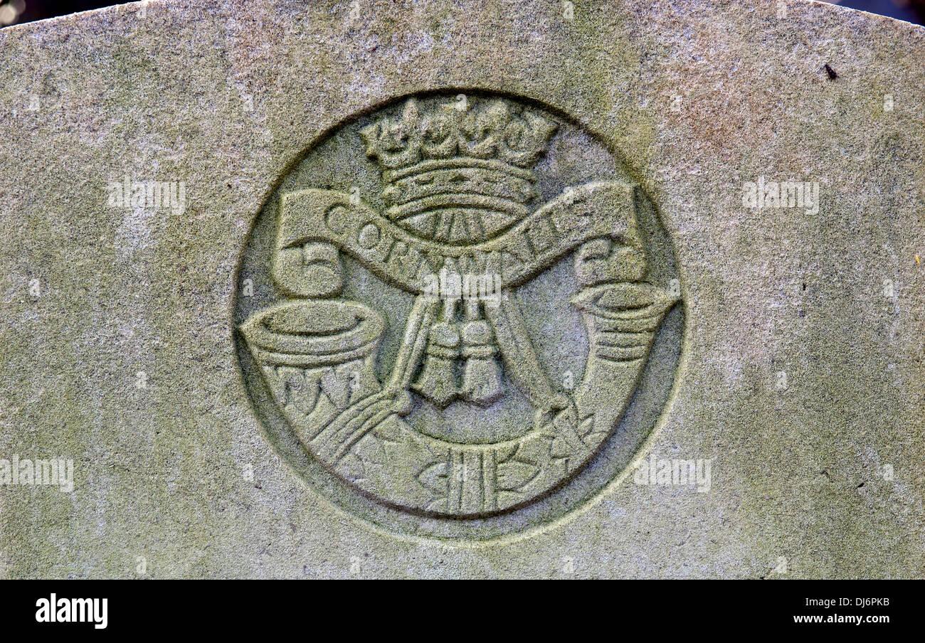 Duke of Cornwall`s Light Infantry crest on war grave Stock Photo - Alamy