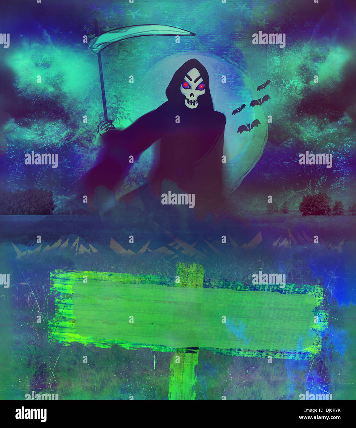 scary grim reaper in the light of the moon Stock Photo - Alamy