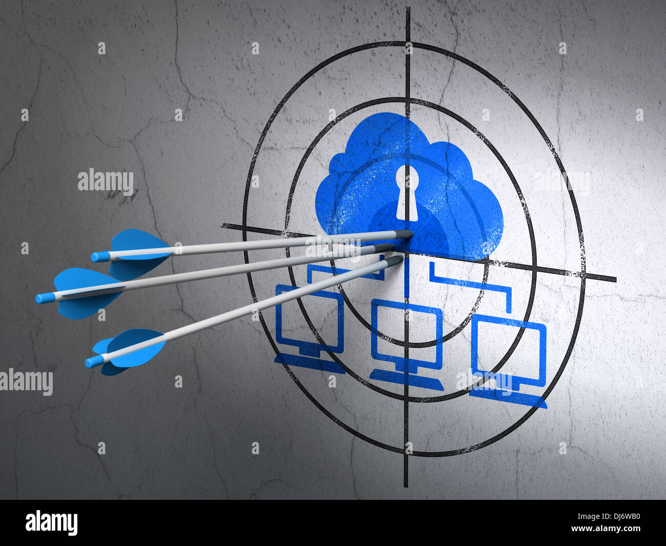 Cloud technology concept: arrows in Cloud Network target Stock Photo ...