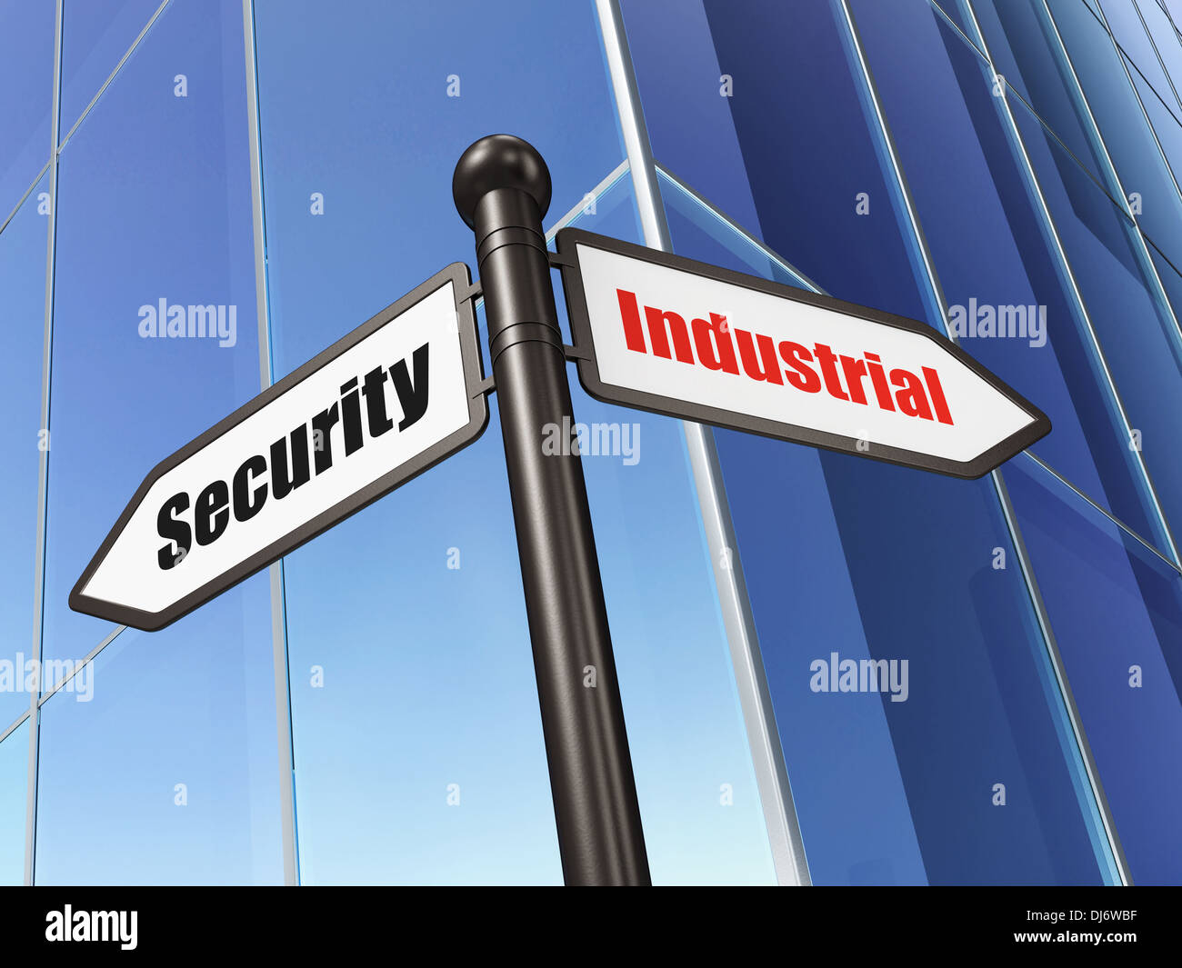 Privacy concept: sign Industrial Security on Building background Stock ...
