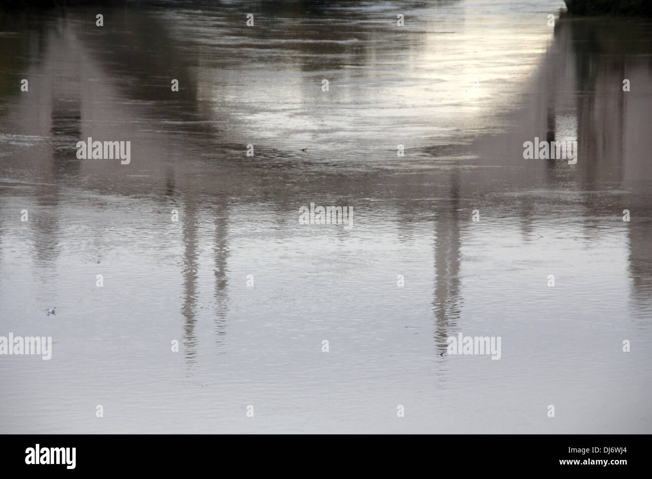 Ponte Flaminio Bridge reflection in the Tiber river in Rome italy Stock ...