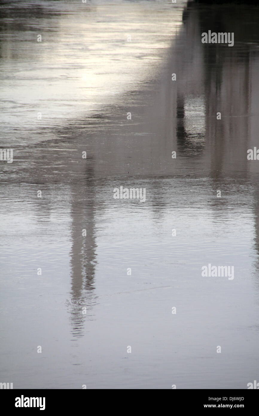Ponte Flaminio Bridge reflection in the Tiber river in Rome italy Stock ...