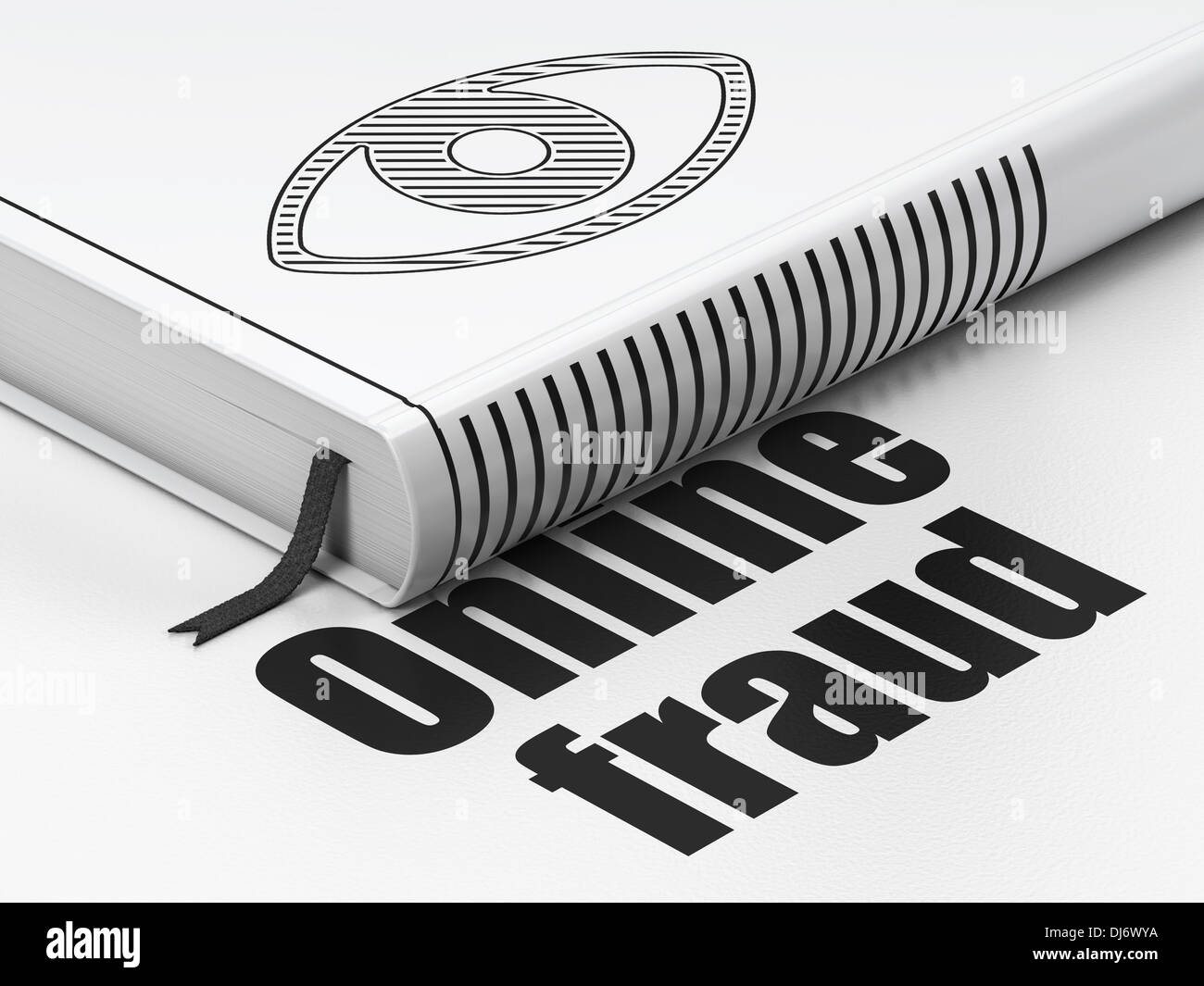 Privacy concept: book with Eye, Online Fraud on white background Stock ...