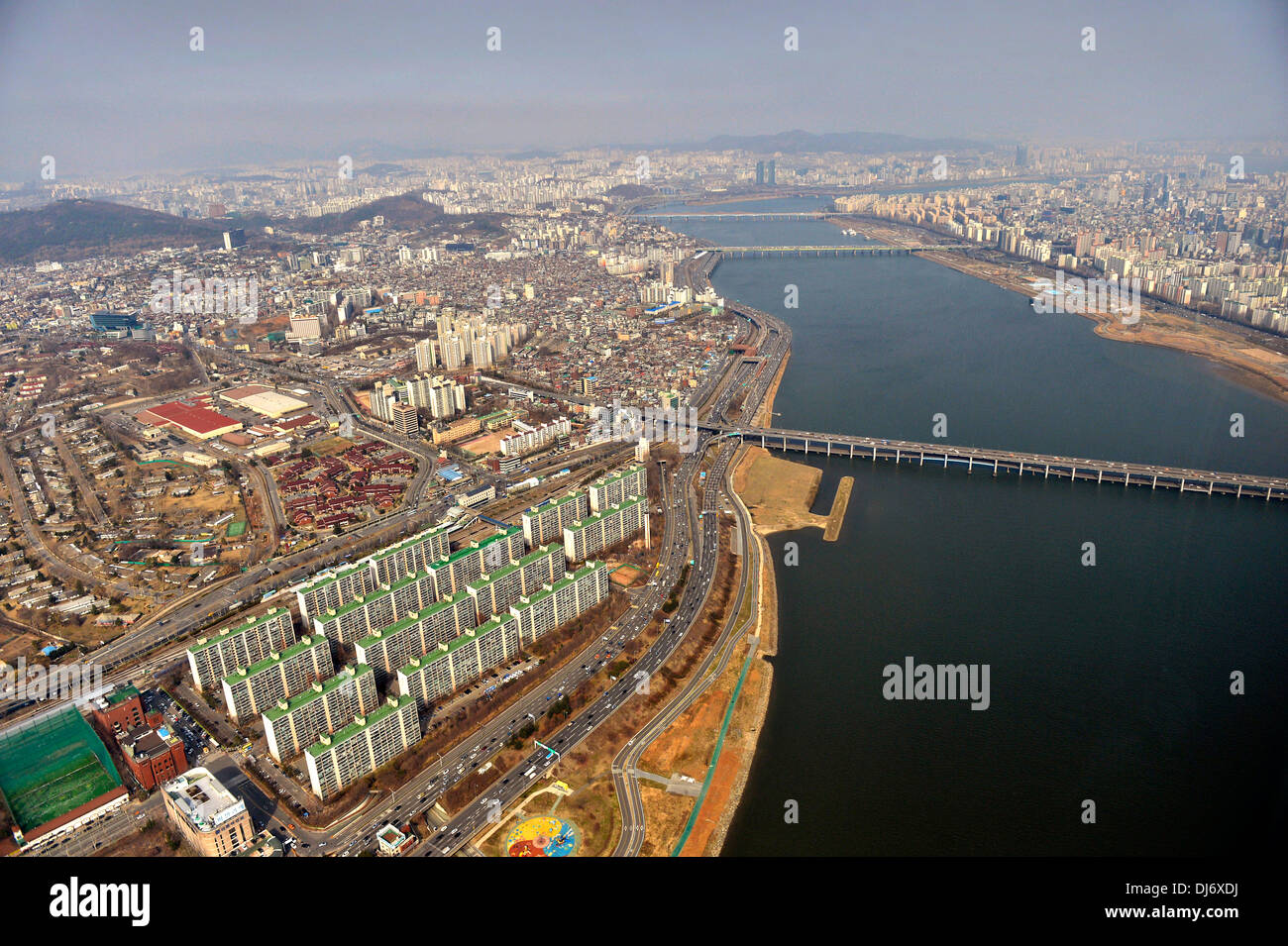 Aerial view the Han River and Seoul, South Korea Stock Photo - Alamy