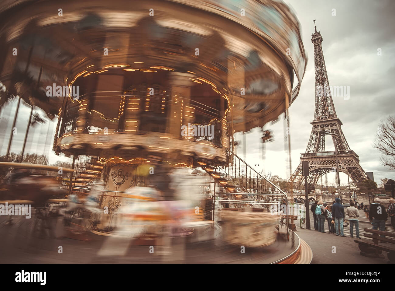 Vintage carousel in Paris Stock Photo - Alamy