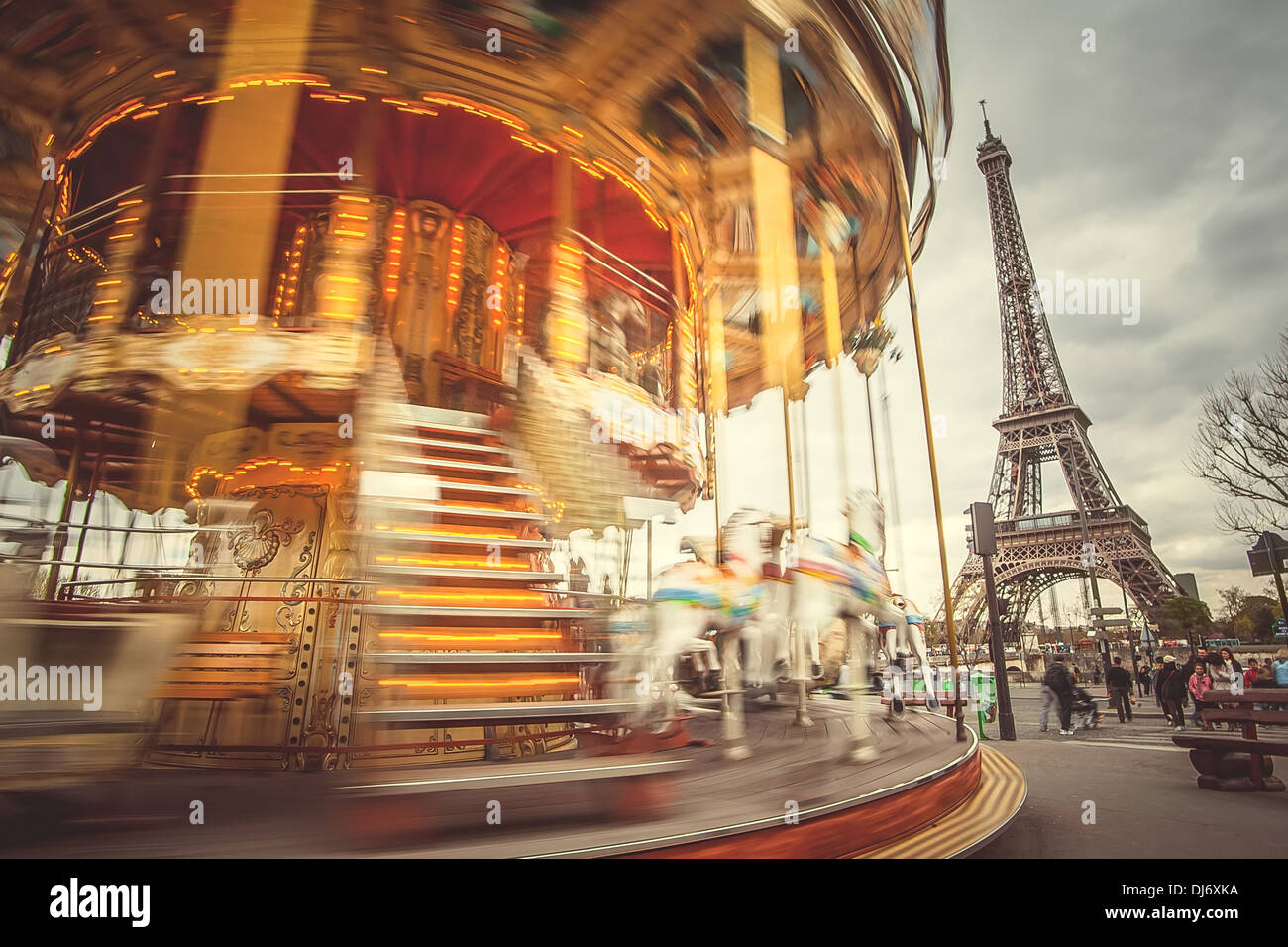 Vintage carousel in Paris Stock Photo - Alamy