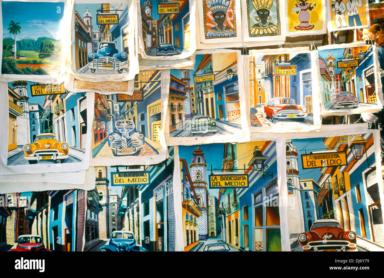 La Habana Vieja Cuba Paintings in Market near Plaza de la Catedral ...