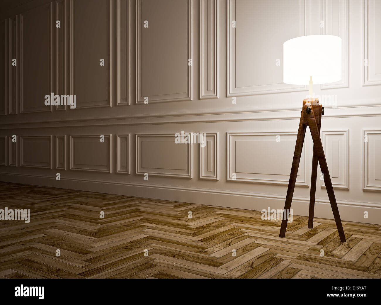 classic interior with lamp and wall panels Stock Photo - Alamy