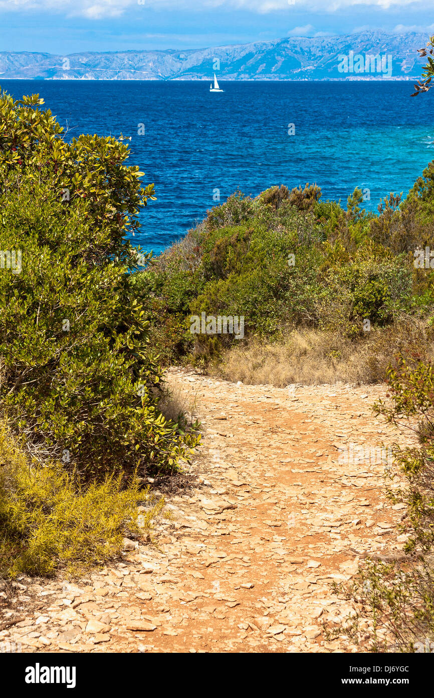 Path to Veli Bili Bok beach on Proizd island, Croatia Stock Photo - Alamy