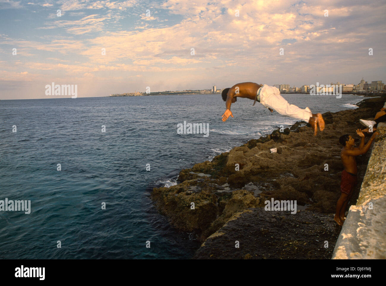 diving from the malecon, vedado, havana, cuba Stock Photo - Alamy