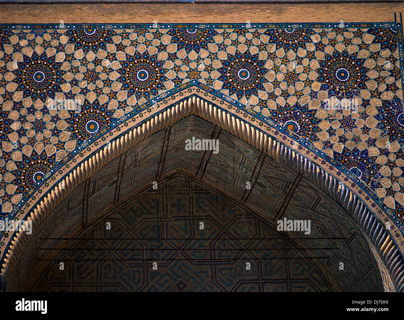 Samarkand Uzbekistan The Registan Islamic Girih Tiles On Facade Of ...