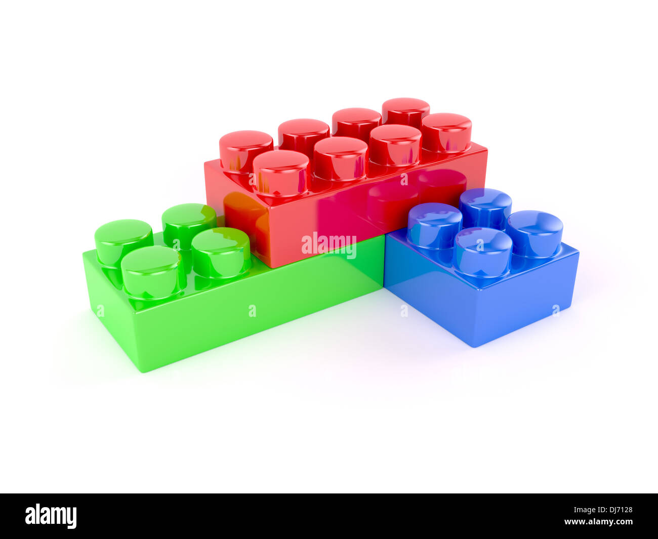 3d render of plastic toy blocks on white background Stock Photo - Alamy