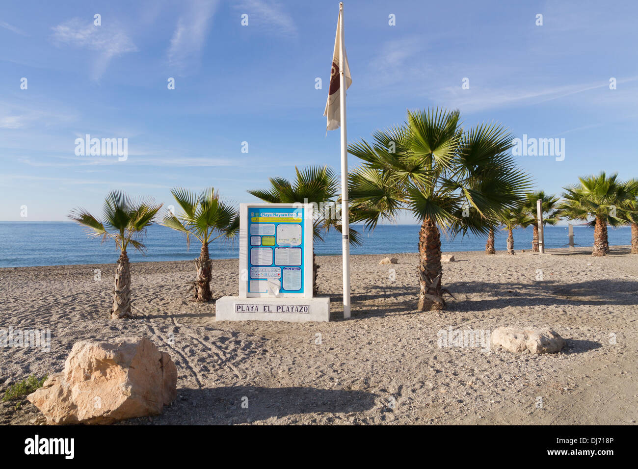 The Playa El Playazo beach in Nerja on the Costa Del Sol Stock Photo ...