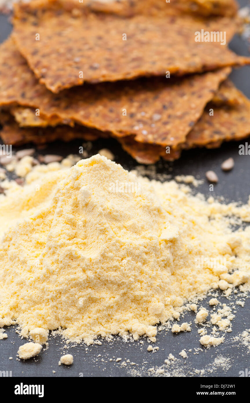 Corn meal with corn meal crisp bread in the background Stock Photo - Alamy