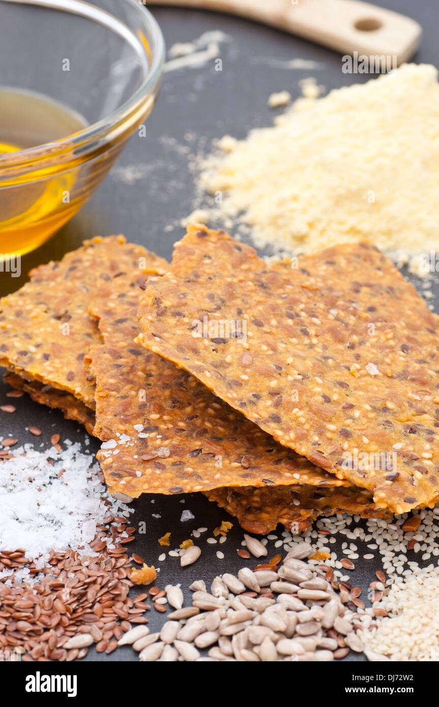 Homemade gluten free crispbread with ingredients Stock Photo - Alamy