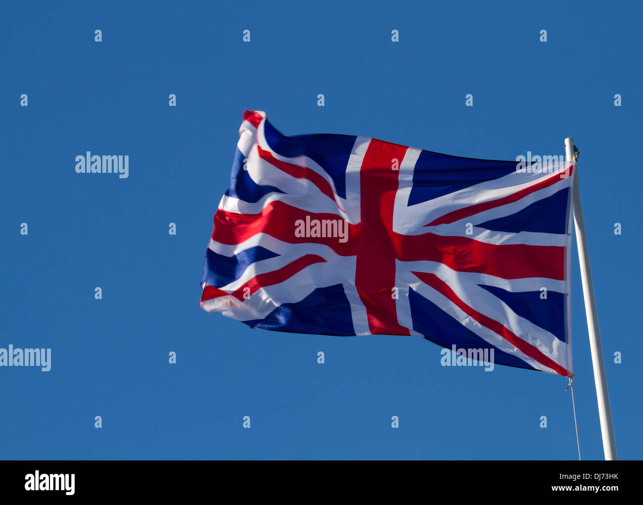 Union Jack flying from a flagpole Stock Photo - Alamy