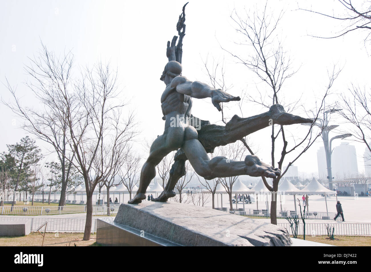 runner statue in The Olympic Green - olympic park in Chaoyang District ...