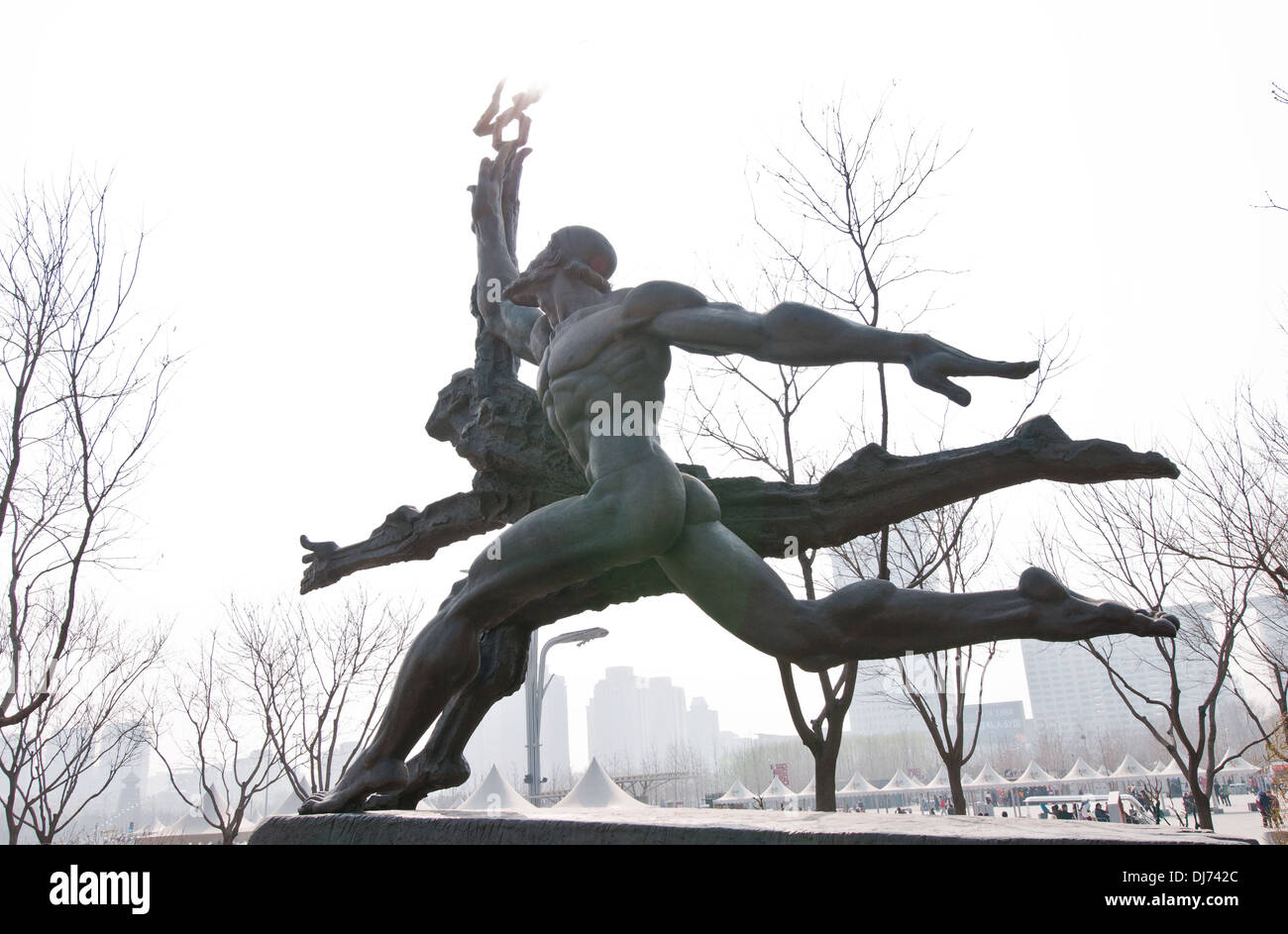 runner statue in The Olympic Green - olympic park in Chaoyang District ...