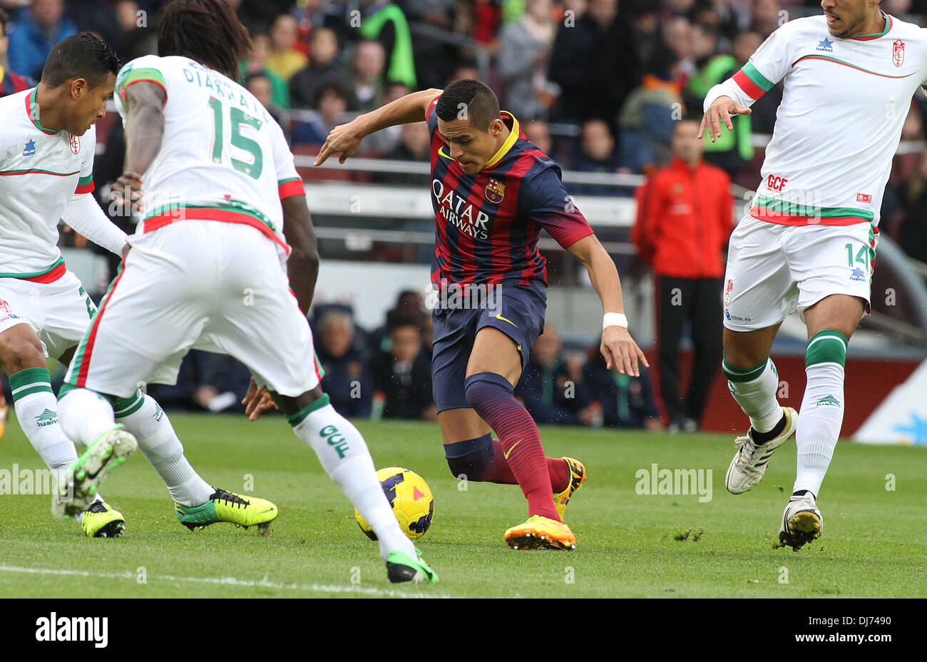 Barcelona, Spain. 23rd Nov, 2013. Alexis in action during the Spanish ...