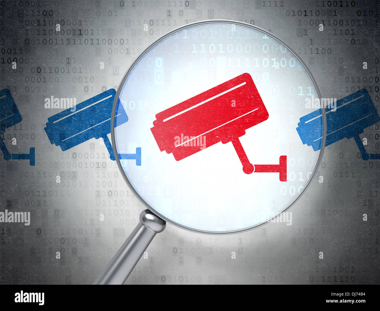 Security concept: Cctv Camera with optical glass on digital back Stock ...