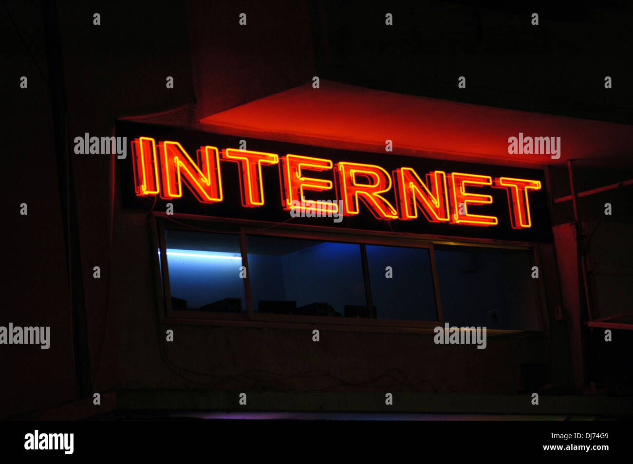 Internet cafe neon sign hi-res stock photography and images - Alamy