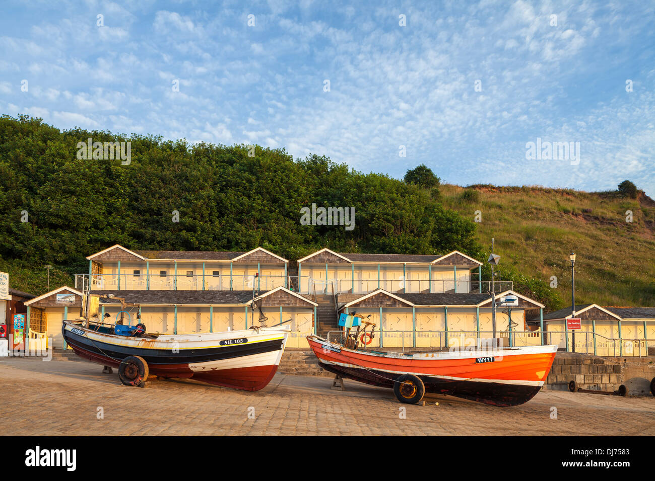 Coble landing in Filey, North Yorkshire Stock Photo - Alamy
