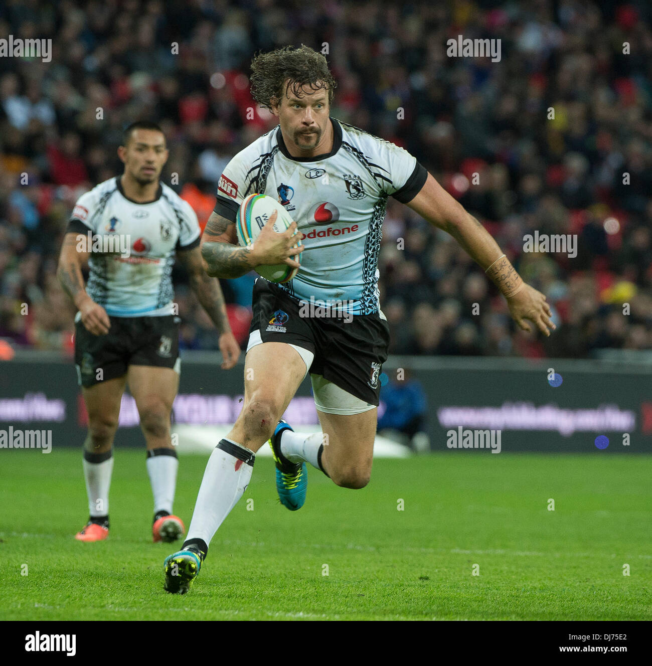 London, UK. 23rd Nov, 2013. Fiji’s Ashton Sims [8] in action during the ...